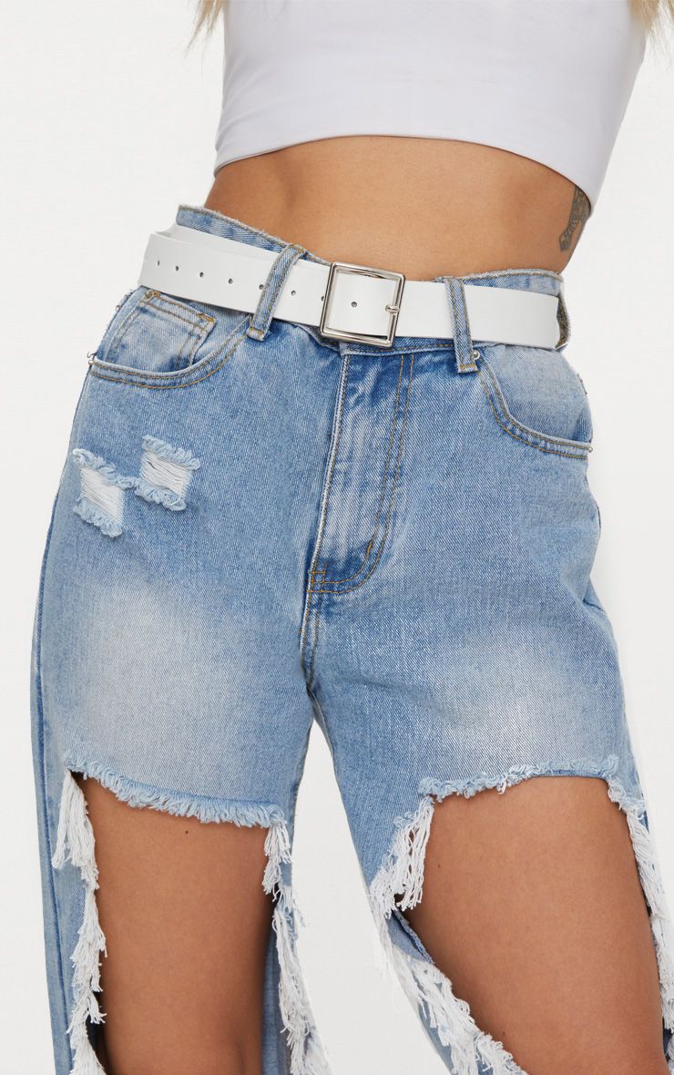 White Basic Square Buckle Belt | Accessories | PrettyLittleThing