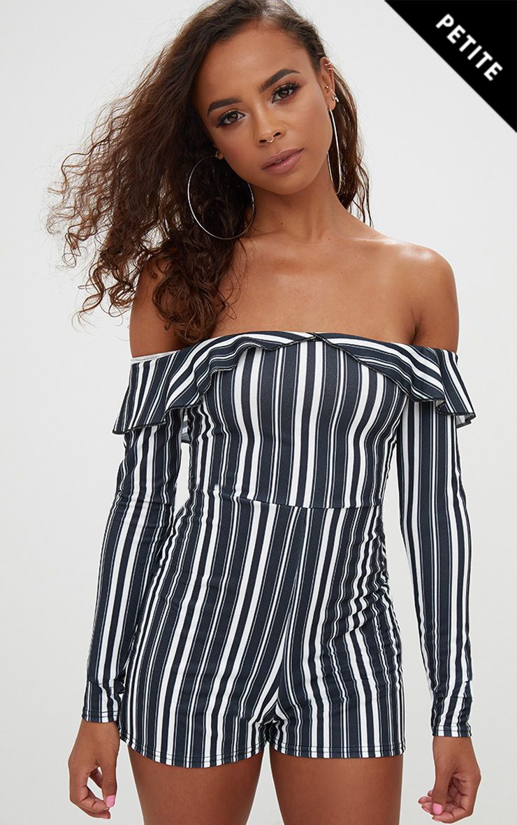 Playsuits & Rompers | Striped & Bardot | PrettyLittleThing
