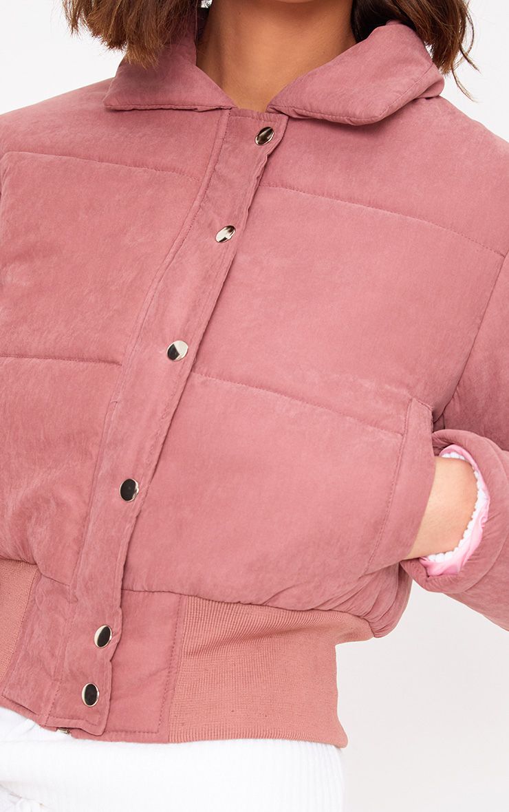 Pink Peach Skin Cropped Puffer Jacket. Coats & Jackets | PrettyLittleThing