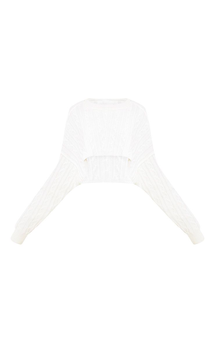 Cream Over sized Crop Knit Jumper. Knitwear | PrettyLittleThing AUS