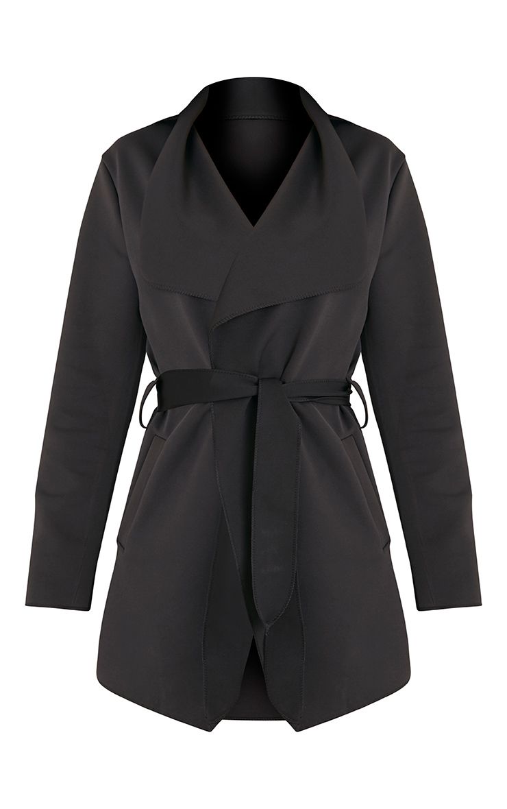 Lyla Black Scuba Waterfall Jacket | Coats & Jackets | | PrettyLittleThing