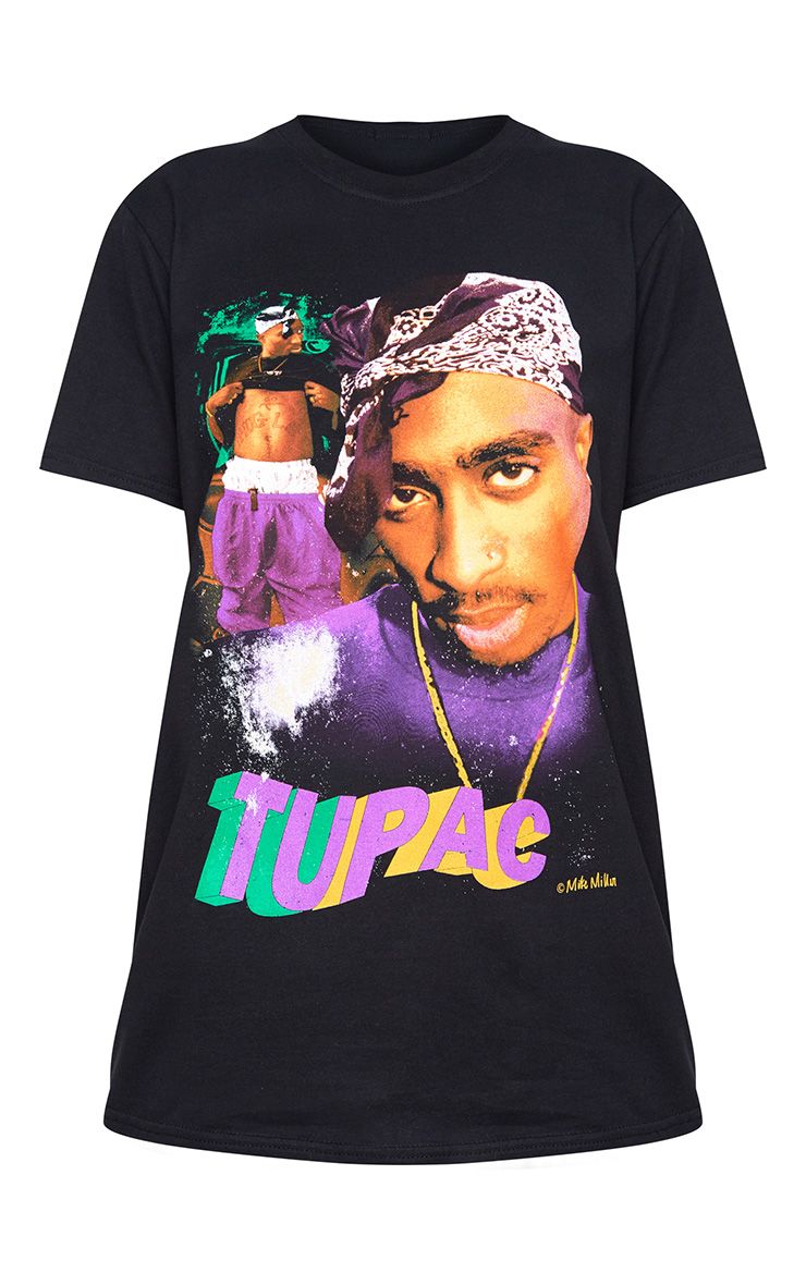 Iconic Tupac Black T Shirt. Tops | PrettyLittleThing